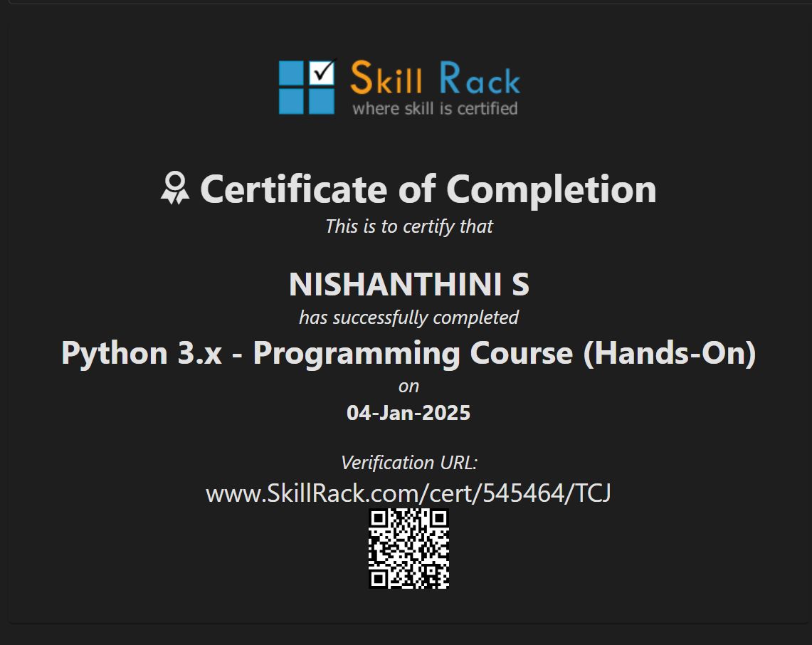 NISHANTHINI S on LinkedIn: #python #coding #skillrack #programming # ... NISHANTHINI S on LinkedIn: #python #coding #skillrack #programming # ...