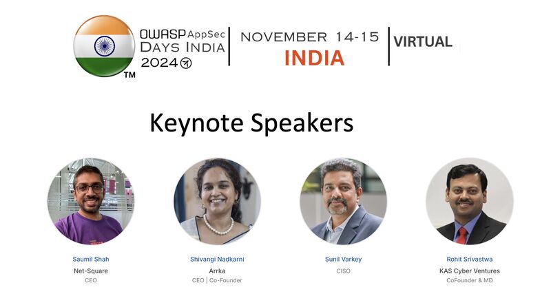 OWASP AppSec Days India on LinkedIn: #keynotespeakers #owaspappsecdaysindia OWASP AppSec Days India on LinkedIn: #keynotespeakers #owaspappsecdaysindia