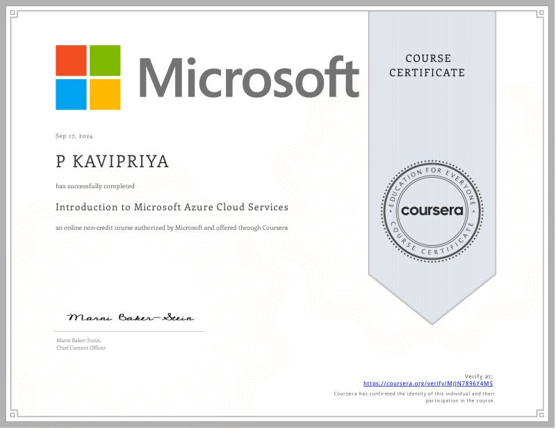Kavipriya Paramasivam on LinkedIn: #azurecertified #cloudcomputing # ... Kavipriya Paramasivam on LinkedIn: #azurecertified #cloudcomputing # ...