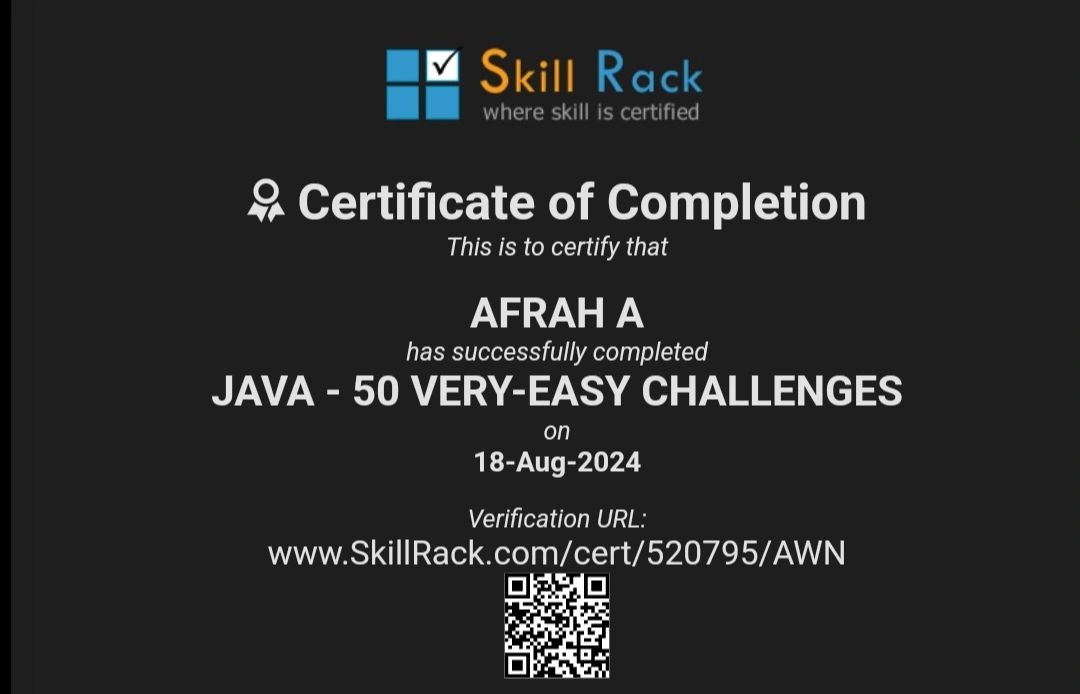 Afrah Ansar on LinkedIn: #coding #skillrack Afrah Ansar on LinkedIn: #coding #skillrack