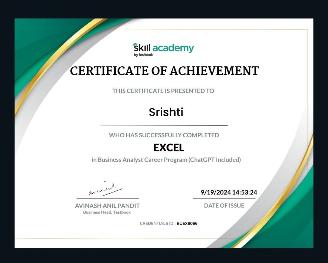Srishti Singh on LinkedIn: #excel #dataanalyst #businessanalyst #work Srishti Singh on LinkedIn: #excel #dataanalyst #businessanalyst #work