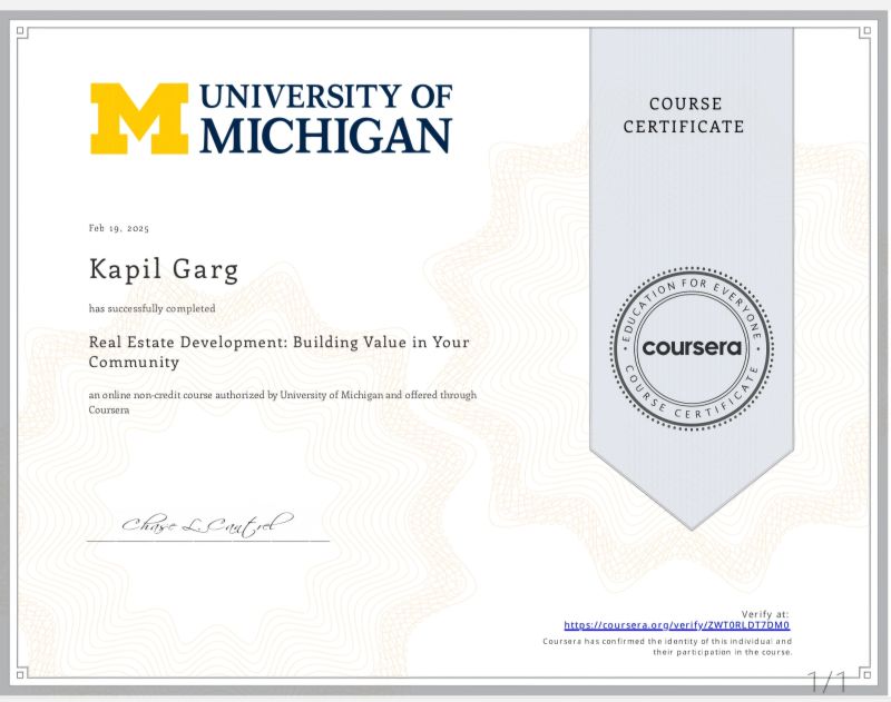 #coursera #university #michigan #realestate | Kapil Garg #coursera #university #michigan #realestate | Kapil Garg
