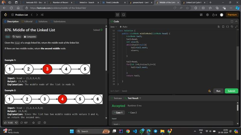 How I solved LeetCode Question No. 876 | Kurapati Pavan chand posted on ... How I solved LeetCode Question No. 876 | Kurapati Pavan chand posted on ...
