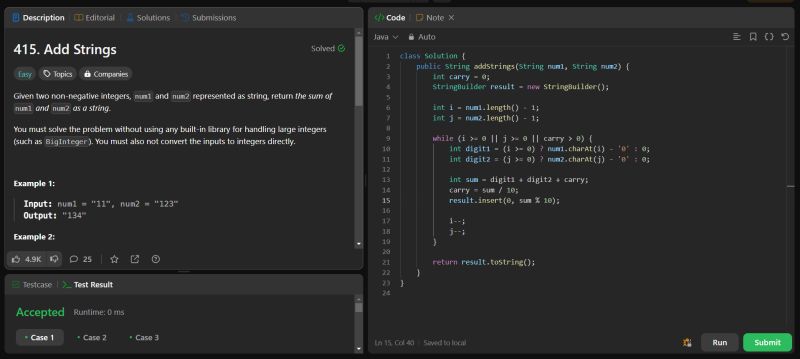 Day 29 of DSA Streak Challenge: Add Strings | Vishal Anand posted on ... Day 29 of DSA Streak Challenge: Add Strings | Vishal Anand posted on ...