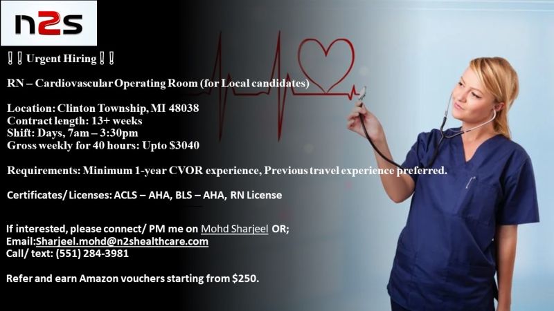 Mohd Sharjeel on LinkedIn: Urgent Hiring RN – Cardiovascular Operating ... Mohd Sharjeel on LinkedIn: Urgent Hiring RN – Cardiovascular Operating ...