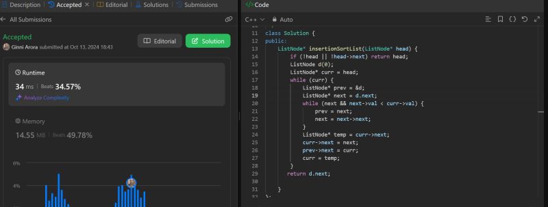 Ginni Arora on LinkedIn: #leetcode #100daysofcode #c #linkedlist #sorting Ginni Arora on LinkedIn: #leetcode #100daysofcode #c #linkedlist #sorting