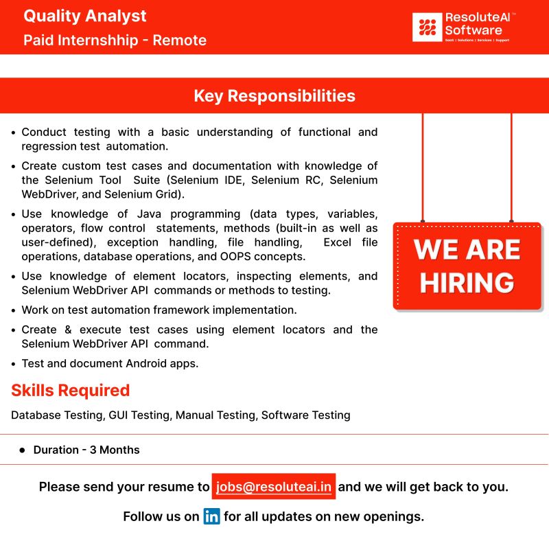 ResoluteAI Software on LinkedIn: #hiring #hiringalert #internship # ... ResoluteAI Software on LinkedIn: #hiring #hiringalert #internship # ...