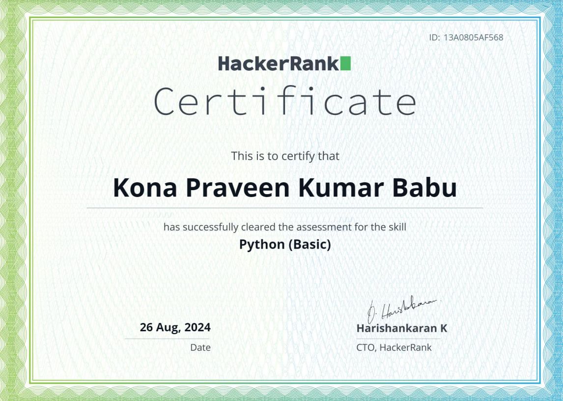 Praveen kumar babu Kona on LinkedIn: #hackerrank #python Praveen kumar babu Kona on LinkedIn: #hackerrank #python