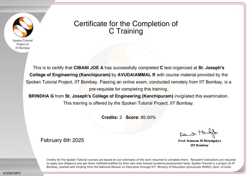 Cibani Joe on LinkedIn: #achievement #programmingskills #iitbombay # ... Cibani Joe on LinkedIn: #achievement #programmingskills #iitbombay # ...