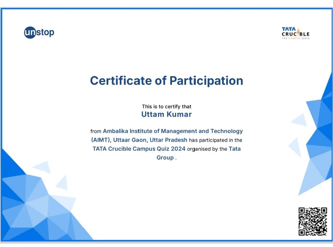Uttam Maurya on LinkedIn: #unstop #tata Uttam Maurya on LinkedIn: #unstop #tata