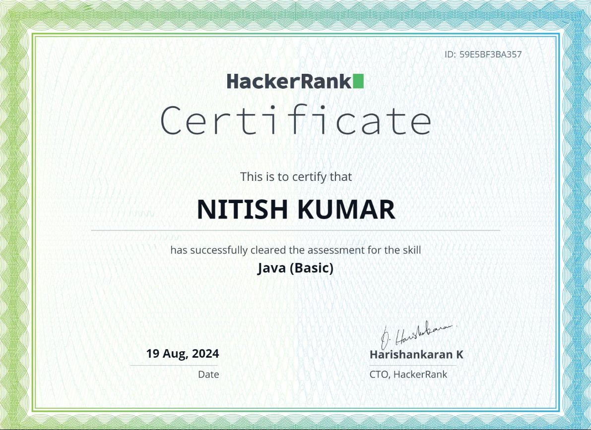 NITISH KUMAR on LinkedIn: #java #certification #programming #coding # ... NITISH KUMAR on LinkedIn: #java #certification #programming #coding # ...