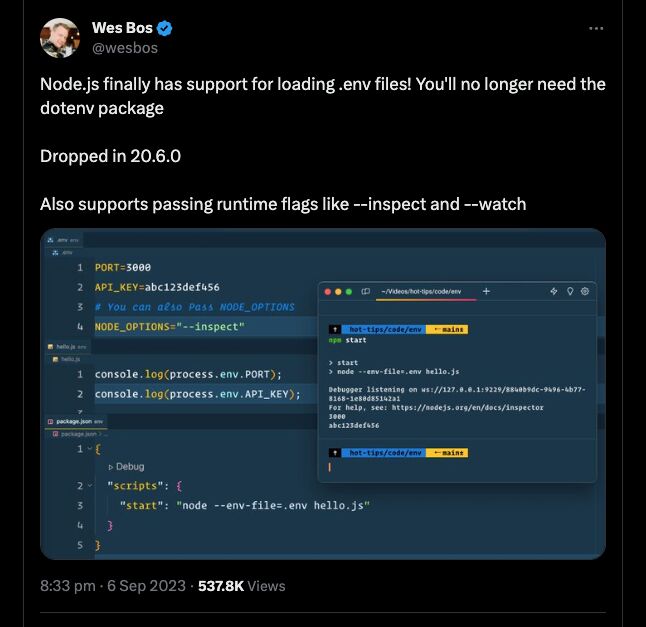 Node.js update: native support for.env files | Vishal Grover posted on ... Node.js update: native support for.env files | Vishal Grover posted on ...