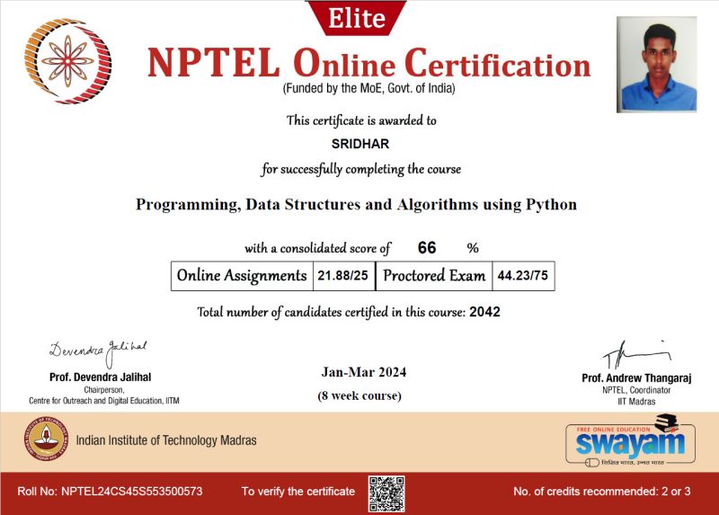 R Sridhar on LinkedIn: #nptel #certification #python #datastructures # ... R Sridhar on LinkedIn: #nptel #certification #python #datastructures # ...