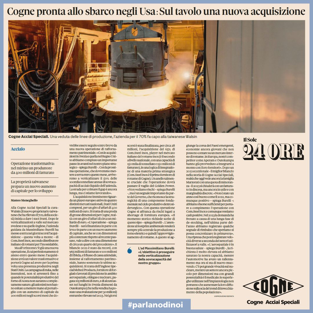 Cogne Acciai Speciali S.p.A. posted on LinkedIn Cogne Acciai Speciali S.p.A. posted on LinkedIn