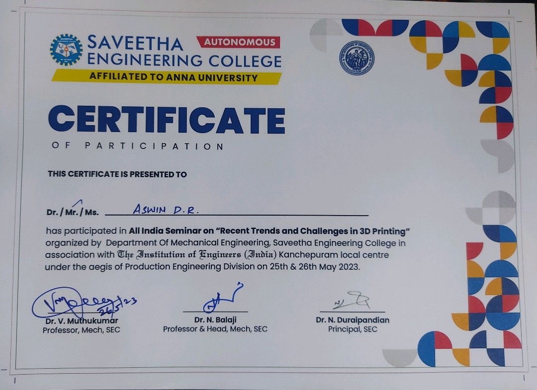 Hello everyone, I have successfully completed an All India Seminar on ... Hello everyone, I have successfully completed an All India Seminar on ...