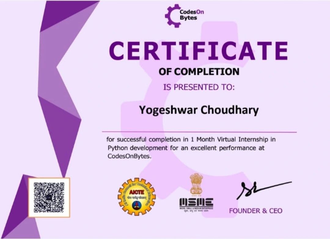 Yogeshwar Choudhary on LinkedIn: #internshipcompletion #certificate # ... Yogeshwar Choudhary on LinkedIn: #internshipcompletion #certificate # ...