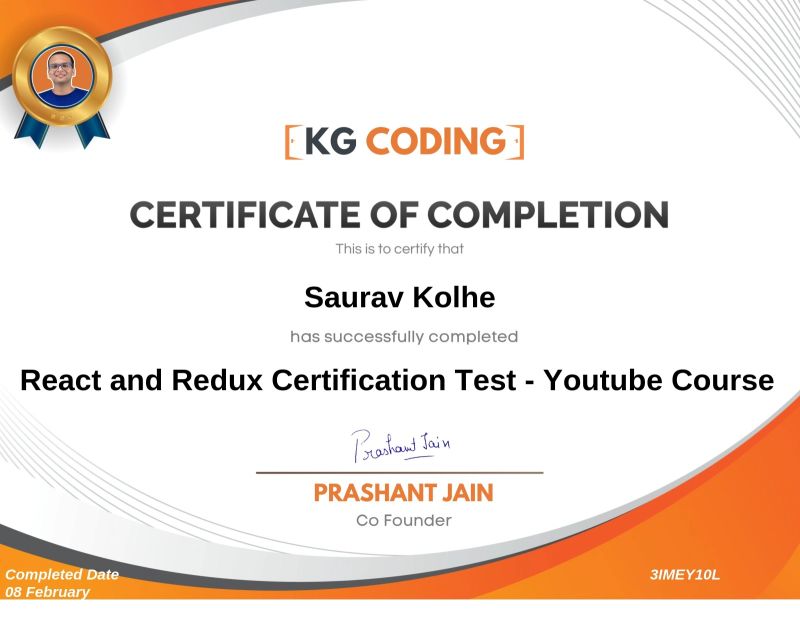 Completed ReactJs And Redux course | Saurav Kolhe posted on the topic ... Completed ReactJs And Redux course | Saurav Kolhe posted on the topic ...