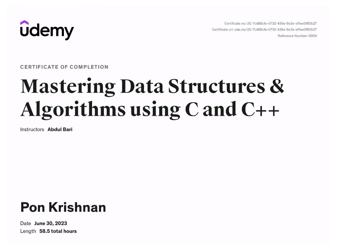 PONKRISHNAN P on LinkedIn: Completed Abdul Bari sir's data structures ... PONKRISHNAN P on LinkedIn: Completed Abdul Bari sir's data structures ...