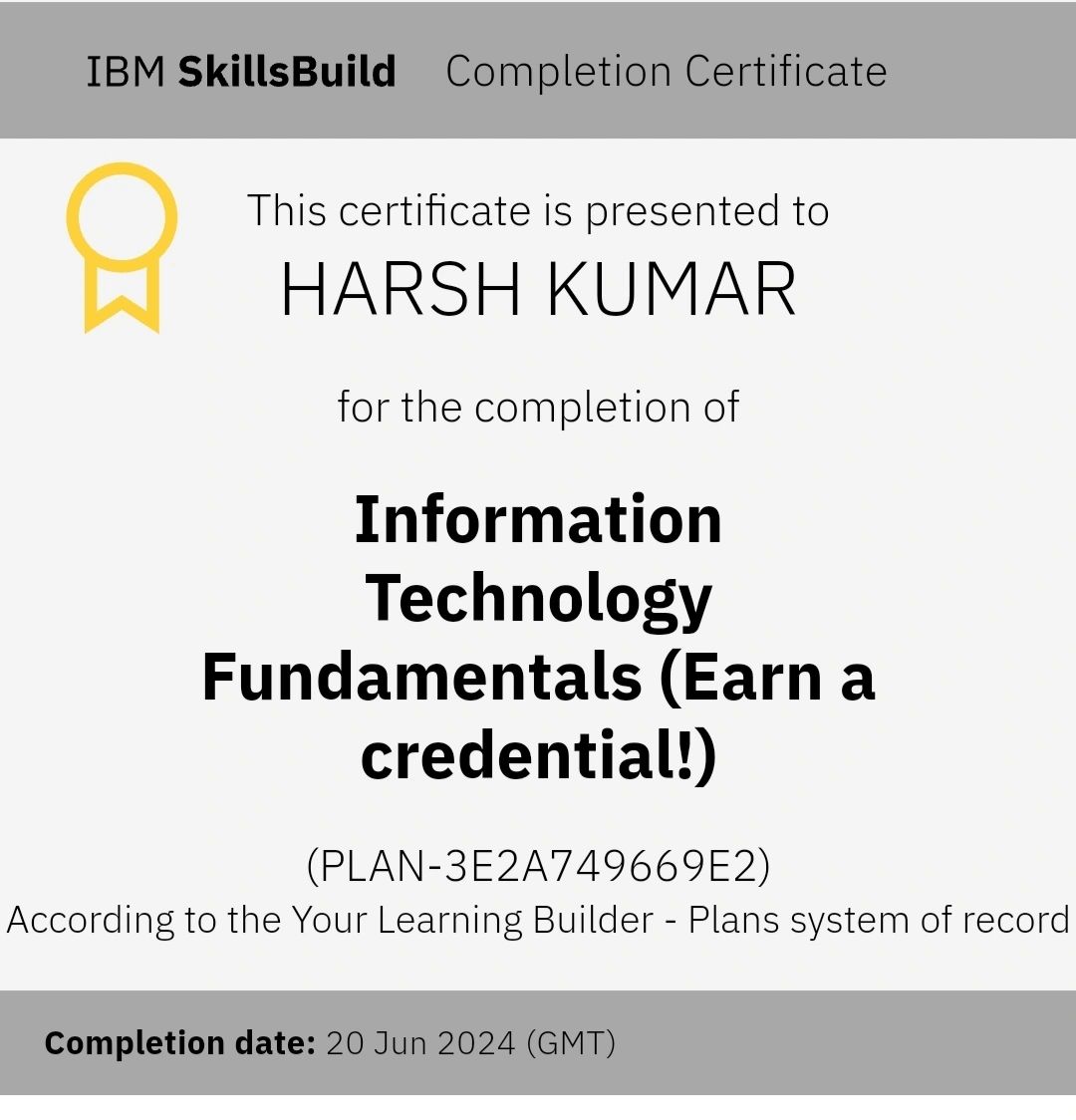 Harsh Kumar on LinkedIn: completed the information Technology ... Harsh Kumar on LinkedIn: completed the information Technology ...