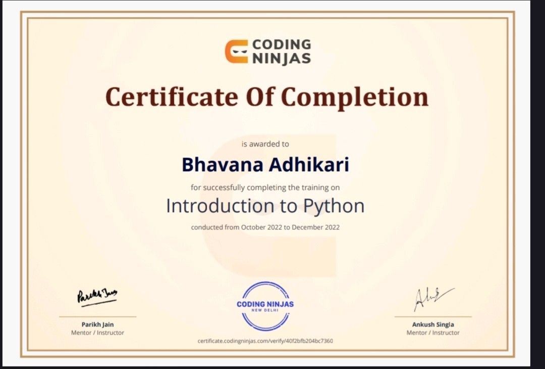 Bhavana Adhikari on LinkedIn: #python #coding #python #codingninjas Bhavana Adhikari on LinkedIn: #python #coding #python #codingninjas
