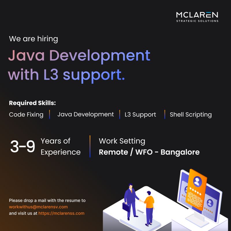#hiring #javadeveloper #l3support #techjobs #remotejobs #bangalorejobs ... #hiring #javadeveloper #l3support #techjobs #remotejobs #bangalorejobs ...