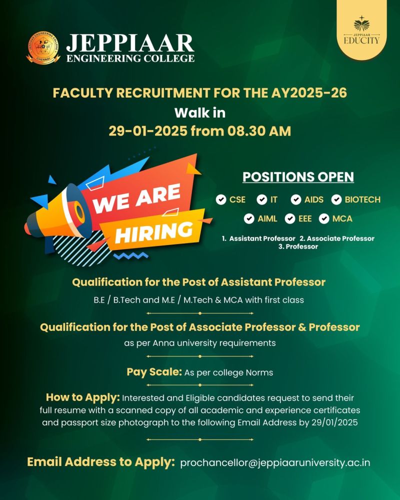 Ragul Raja on LinkedIn: #recruitment #professor #chennai Ragul Raja on LinkedIn: #recruitment #professor #chennai