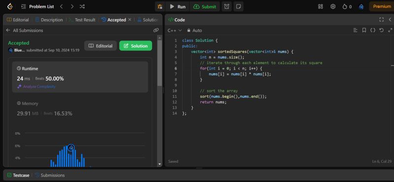 Problem Solved: Squaring and Sorting an Array | Noor E Hira posted on ... Problem Solved: Squaring and Sorting an Array | Noor E Hira posted on ...