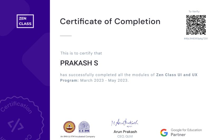 Prakash S. on LinkedIn: Successfully completed UI UX course in Guvi Prakash S. on LinkedIn: Successfully completed UI UX course in Guvi