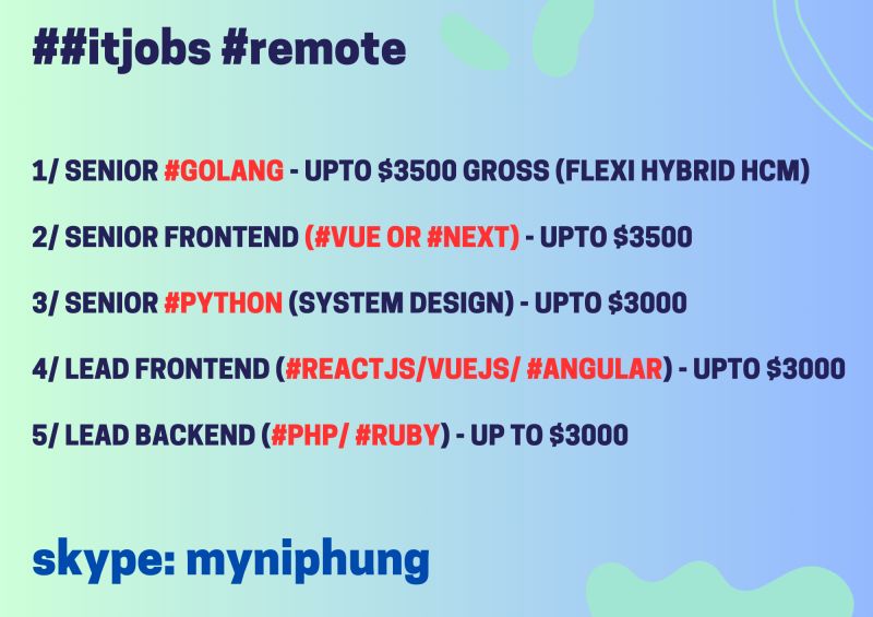 Thuc Anh (Anna) on LinkedIn: #remote #golang #vue #next #python # ... Thuc Anh (Anna) on LinkedIn: #remote #golang #vue #next #python # ...