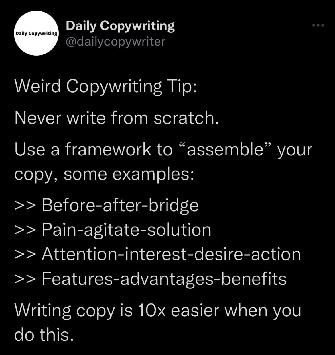 Daily Copywriting on LinkedIn: Weird Copywriting Tip: Never write from ... Daily Copywriting on LinkedIn: Weird Copywriting Tip: Never write from ...