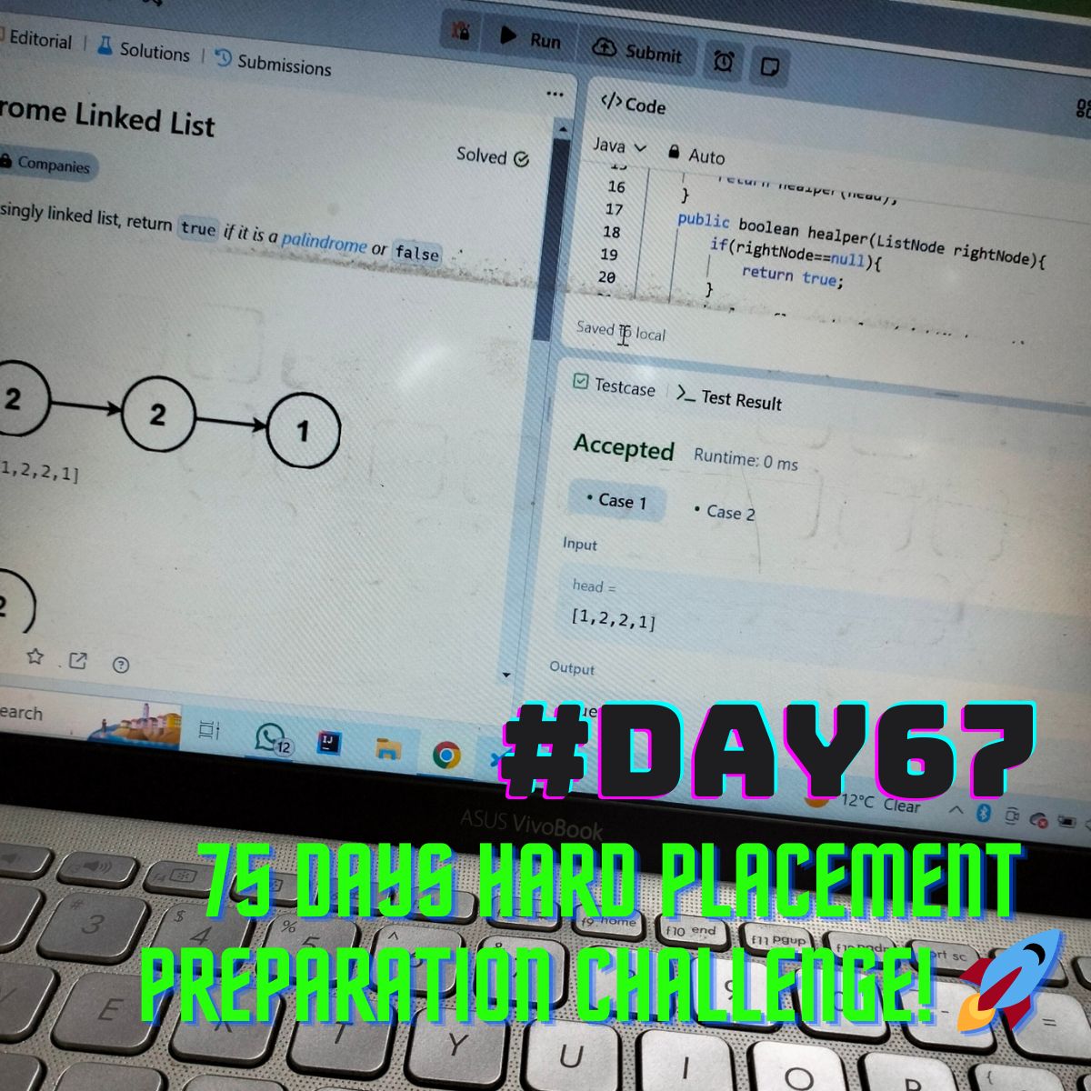 Finished Day 67 of the 75 Days Hard Placement Challenge | Manish Kumar ... Finished Day 67 of the 75 Days Hard Placement Challenge | Manish Kumar ...