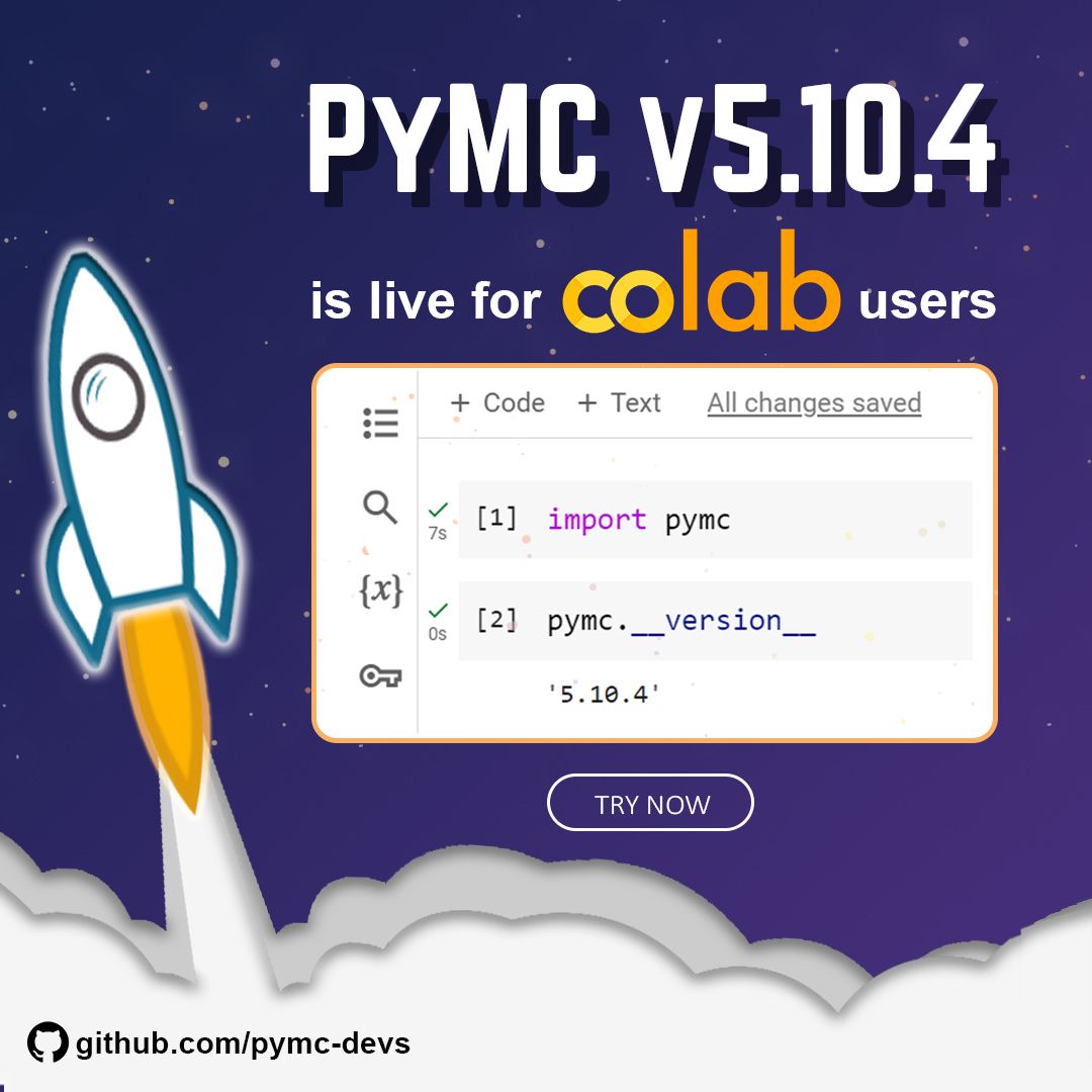PyMC 5.10.4 launched on Colab! | PyMC posted on the topic | LinkedIn PyMC 5.10.4 launched on Colab! | PyMC posted on the topic | LinkedIn