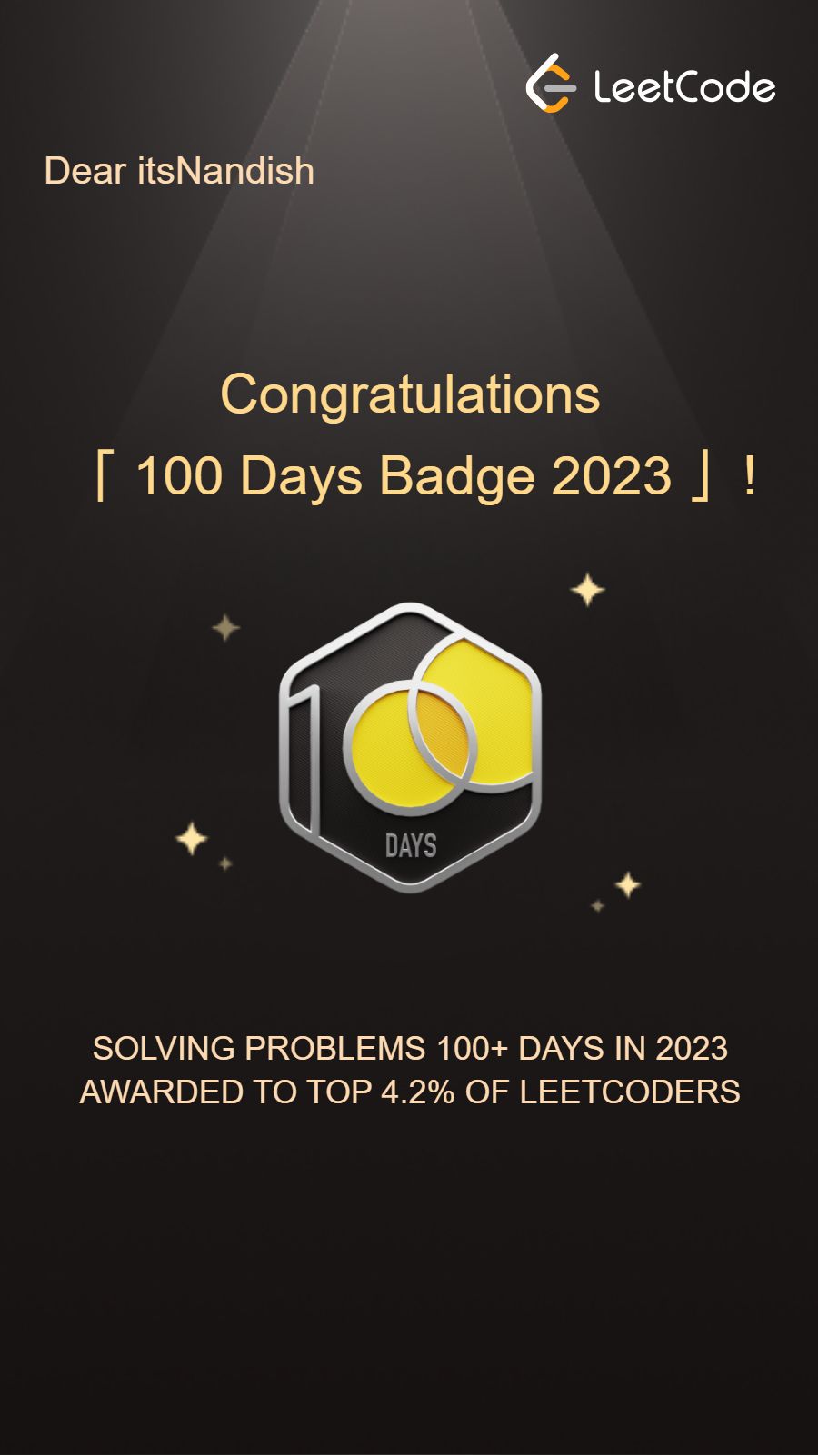 Nandish K A on LinkedIn: My first LeetCode Badge😉 Still more to go ... Nandish K A on LinkedIn: My first LeetCode Badge😉 Still more to go ...
