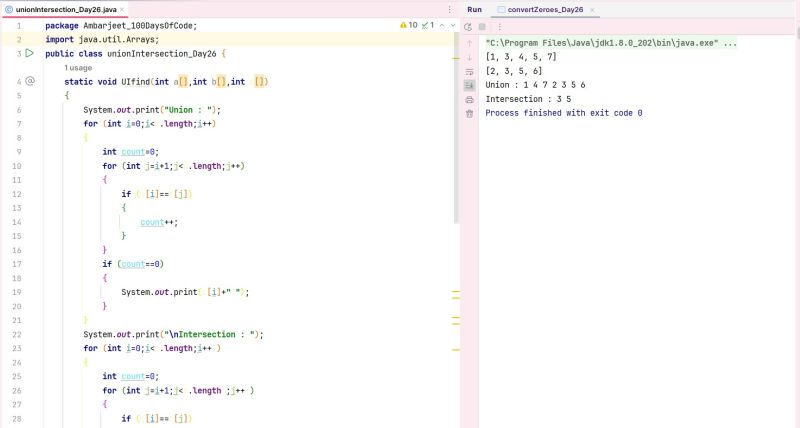 Day 26 of #100daysofcodechallenge: Union and Intersection | Ambarjeet ... Day 26 of #100daysofcodechallenge: Union and Intersection | Ambarjeet ...