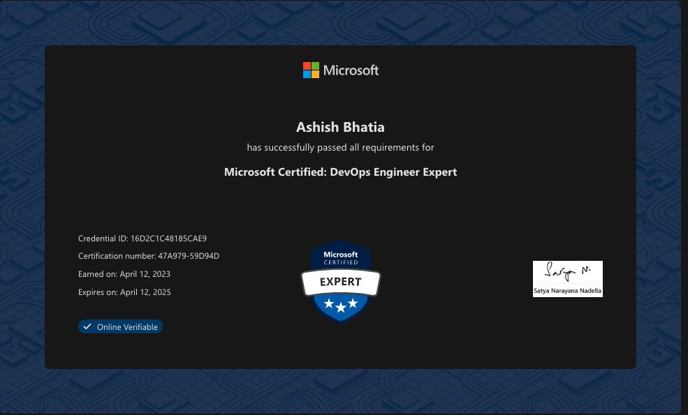 Ashish Bhatia on LinkedIn: #microsoft #certification #devops Ashish Bhatia on LinkedIn: #microsoft #certification #devops