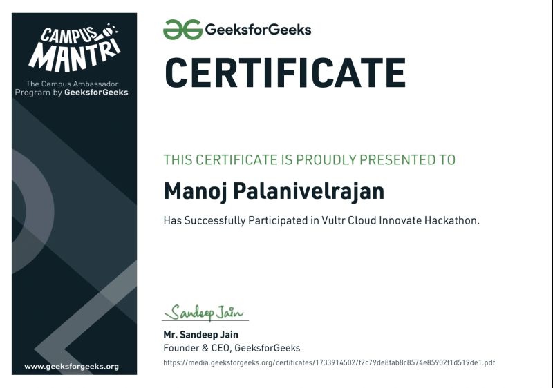 Manoj Palanivelrajan on LinkedIn: #hackathon #cloudcomputing # ... Manoj Palanivelrajan on LinkedIn: #hackathon #cloudcomputing # ...