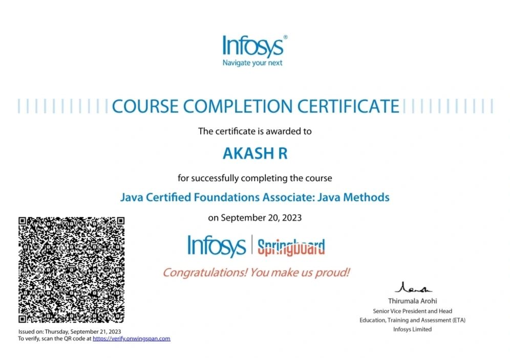 AKASH R on LinkedIn: #infosystraining #javaprogramming #careerdevelopment AKASH R on LinkedIn: #infosystraining #javaprogramming #careerdevelopment