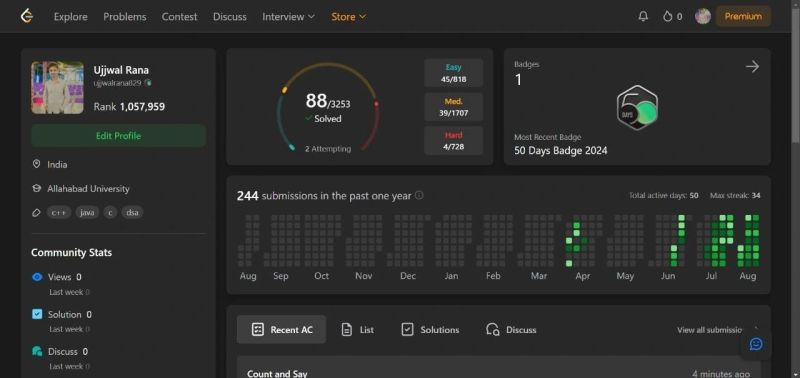 UJJWAL RANA on LinkedIn: #leetcode #coding #50daysofcode #programming # ... UJJWAL RANA on LinkedIn: #leetcode #coding #50daysofcode #programming # ...