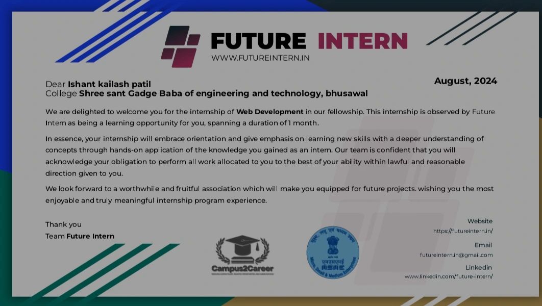 Ishant Patil on LinkedIn: Internship Offer Letter By Future Intern Ishant Patil on LinkedIn: Internship Offer Letter By Future Intern