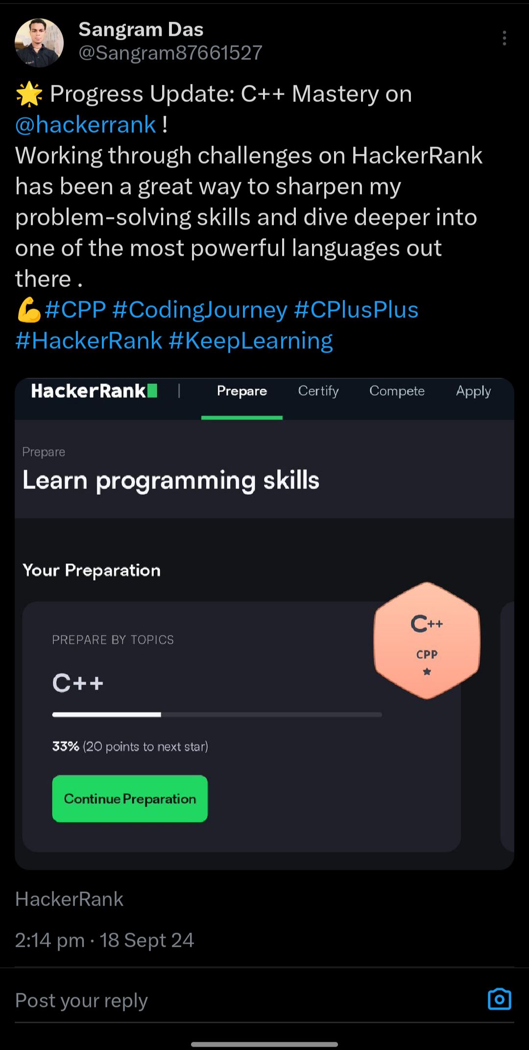 Sangram Das on LinkedIn: #programming #cpp #hackerrank Sangram Das on LinkedIn: #programming #cpp #hackerrank