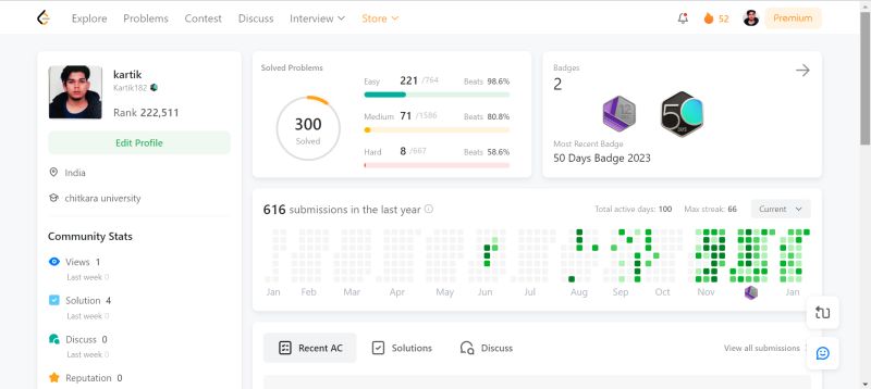 Kartik Garg on LinkedIn: #leetcode #codingmilestone #continuouslearning Kartik Garg on LinkedIn: #leetcode #codingmilestone #continuouslearning