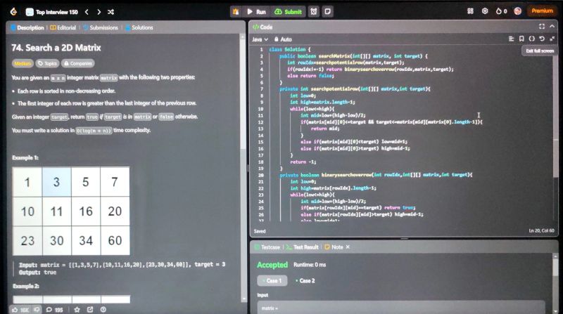Surendra Nellore on LinkedIn: 🚀Search a 2D matrix in LeetCode ... Surendra Nellore on LinkedIn: 🚀Search a 2D matrix in LeetCode ...