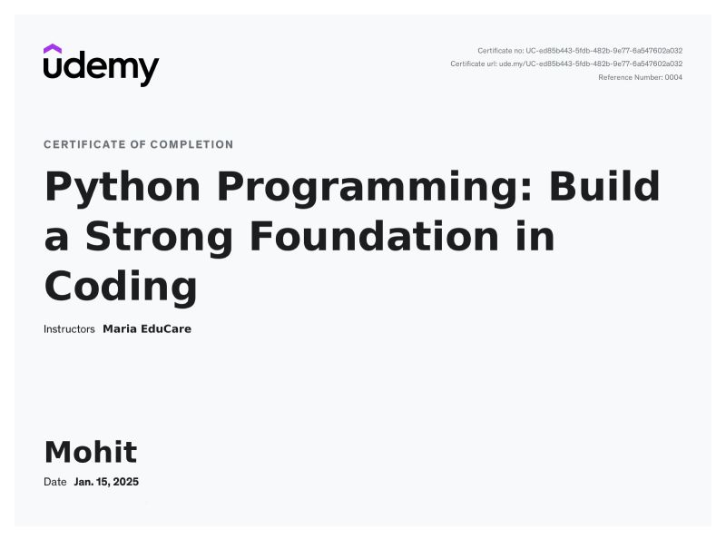 #python #coding #learning #udemy #achievement #programming | Mohit Soni #python #coding #learning #udemy #achievement #programming | Mohit Soni