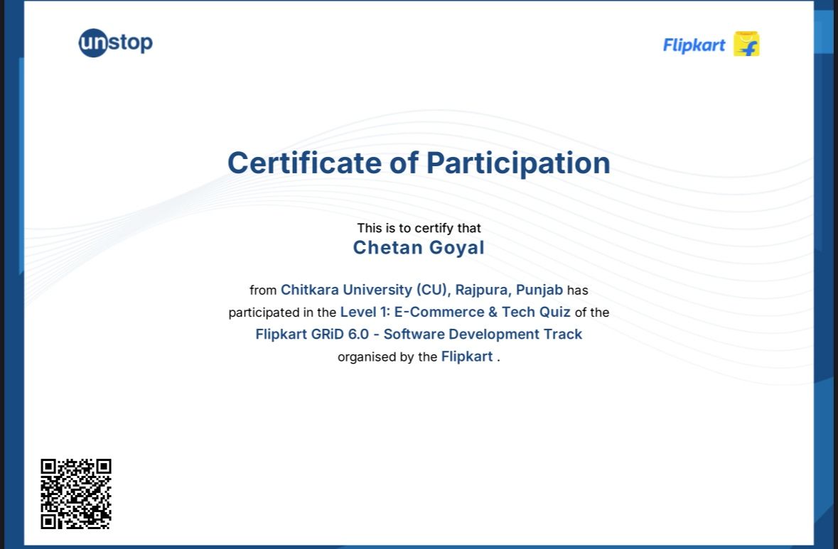 Chetan Goyal on LinkedIn: #flipkartgrid #certificateofparticipation # ... Chetan Goyal on LinkedIn: #flipkartgrid #certificateofparticipation # ...