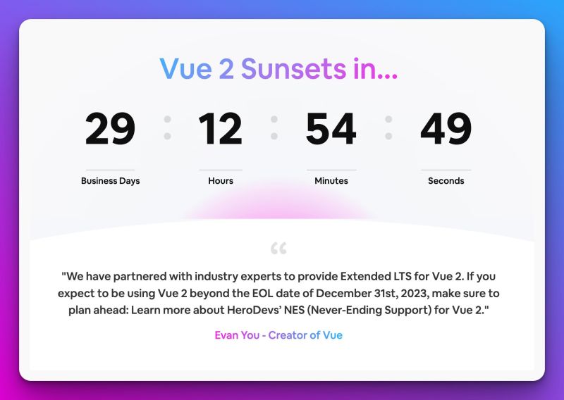 HeroDevs on LinkedIn: #vuejs #vue2 #vue3 #vue2eol #vuejsdeveloper HeroDevs on LinkedIn: #vuejs #vue2 #vue3 #vue2eol #vuejsdeveloper