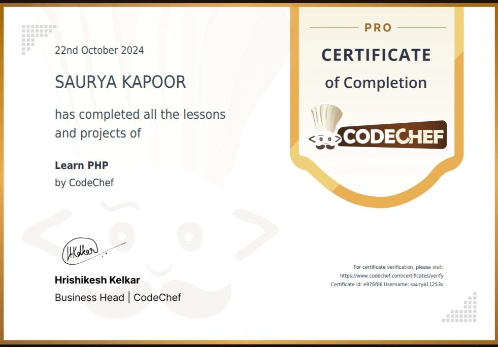 Saurya Kapoor on LinkedIn: #php #webdevelopment #codechef # ... Saurya Kapoor on LinkedIn: #php #webdevelopment #codechef # ...