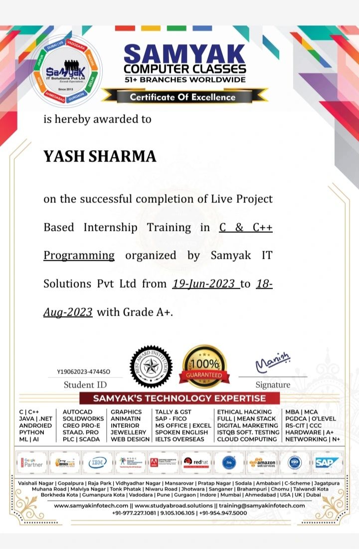 #programming #certifications #c #cpp | Yash Sharma #programming #certifications #c #cpp | Yash Sharma