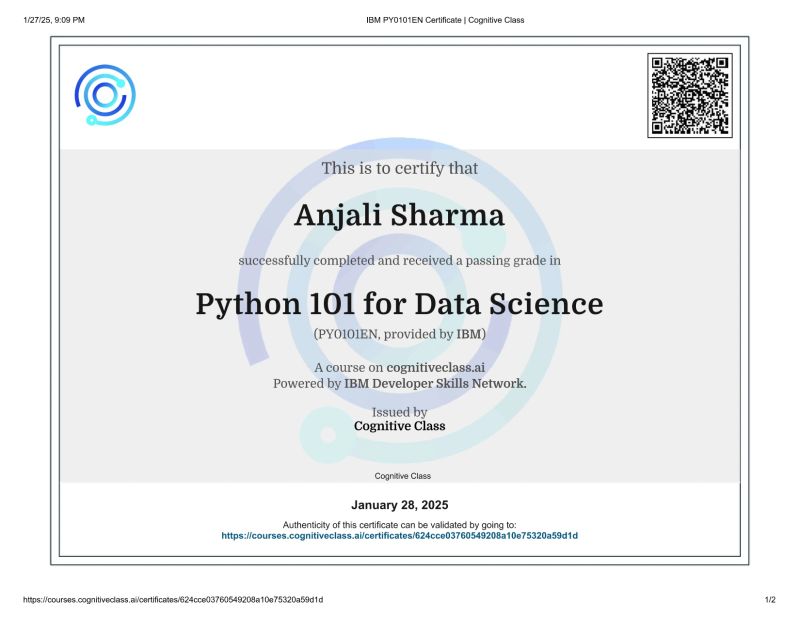 #python #ibm #cognitiveclass | Anjali Sharma #python #ibm #cognitiveclass | Anjali Sharma