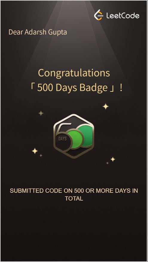 Adarsh Gupta on LinkedIn: #leetcode #badge #dsa #problemsolving ... Adarsh Gupta on LinkedIn: #leetcode #badge #dsa #problemsolving ...