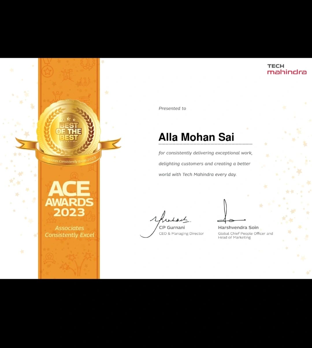 Mohan Sai Alla on LinkedIn: #aceawards2023 | 11 comments Mohan Sai Alla on LinkedIn: #aceawards2023 | 11 comments